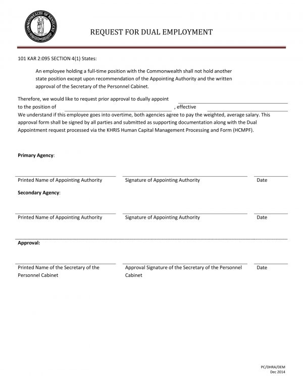 FREE 6+ Dual Employment Request Forms in PDF | MS Word | Excel