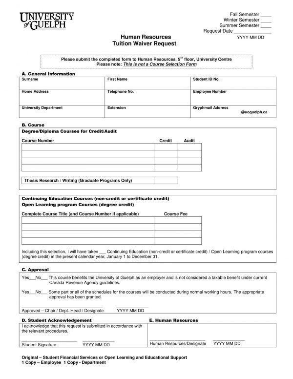 FREE 9+ Tuition Waiver Request Forms in PDF | MS Word