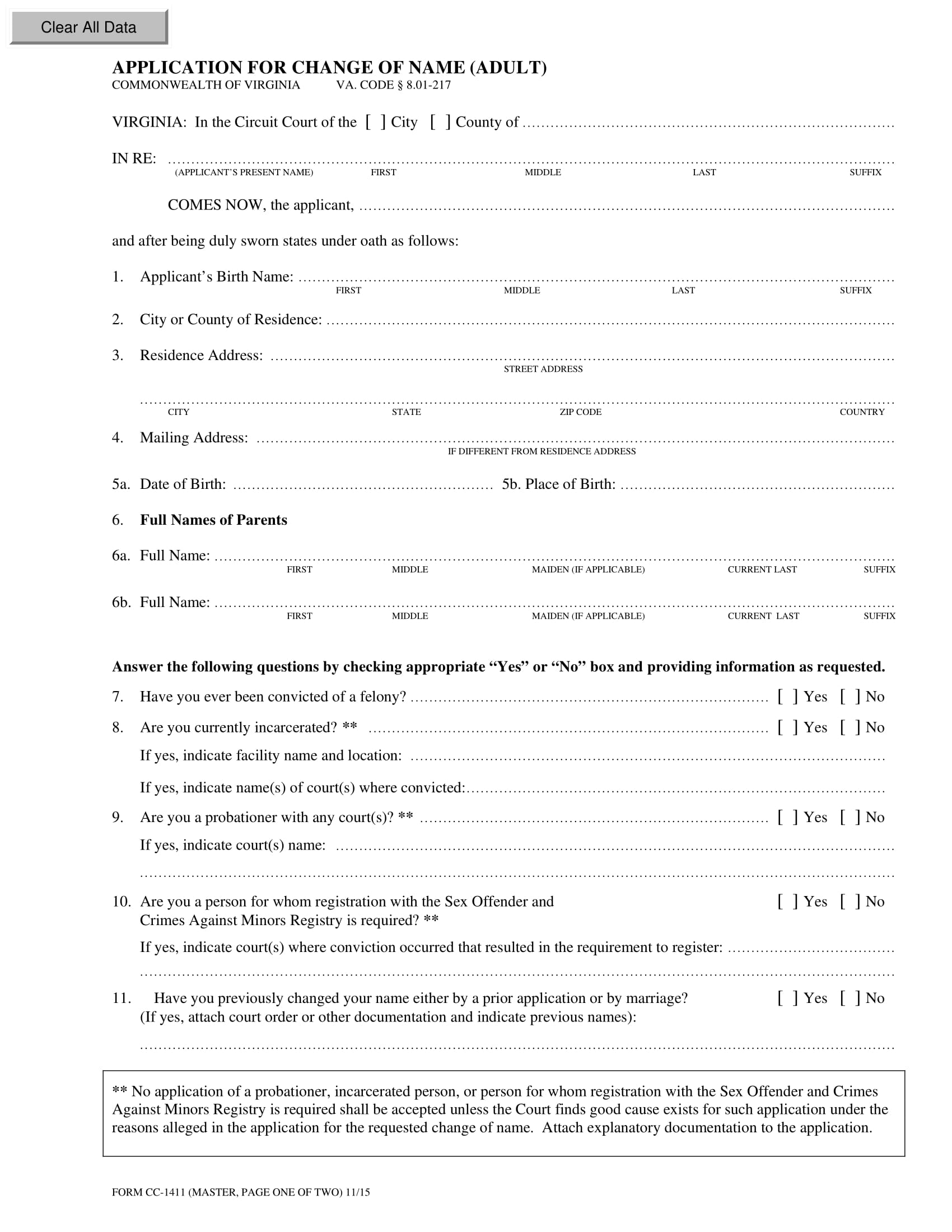 FREE 4+ Legal Name Change Forms in PDF | MS Word