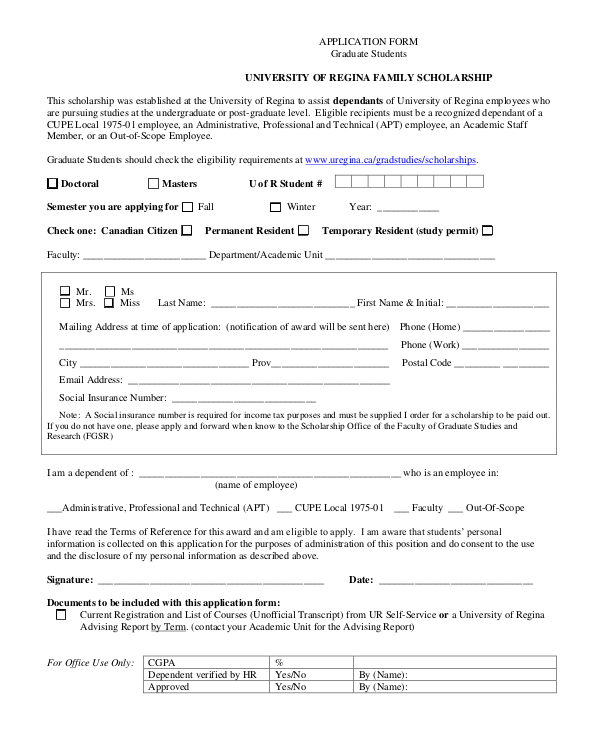 FREE 10+ Graduate Scholarship Forms in PDF
