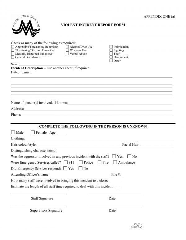 FREE 7+ Violent Incident Report Forms in PDF | MS Word