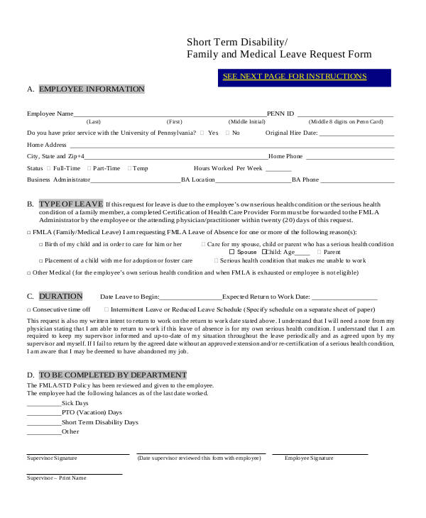 FREE 10+ Family and Medical Leave Request Forms in PDF | MS Word