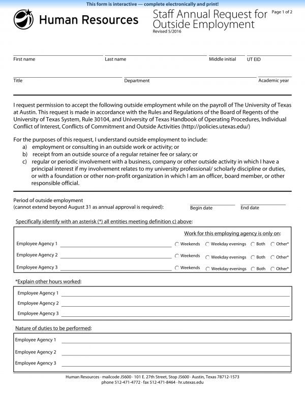 FREE 6+ Dual Employment Request Forms in PDF | MS Word | Excel