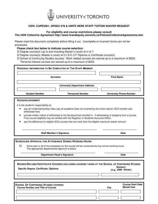 FREE 9+ Tuition Waiver Request Forms in PDF | MS Word