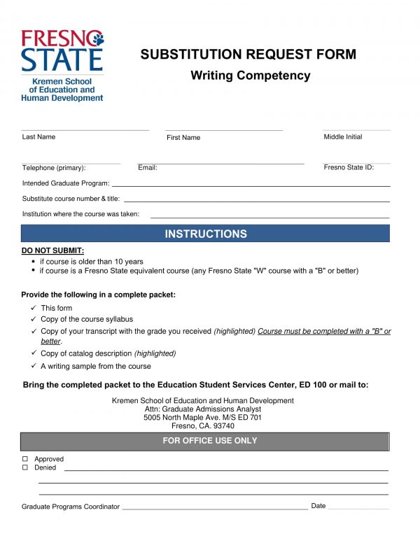 FREE 11+ Substitution Forms in PDF | MS Word