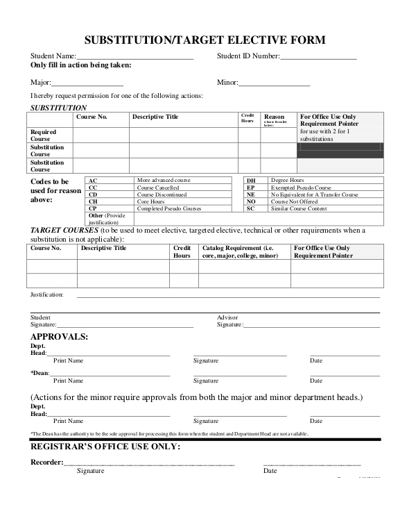 FREE 11+ Substitution Forms in PDF | MS Word