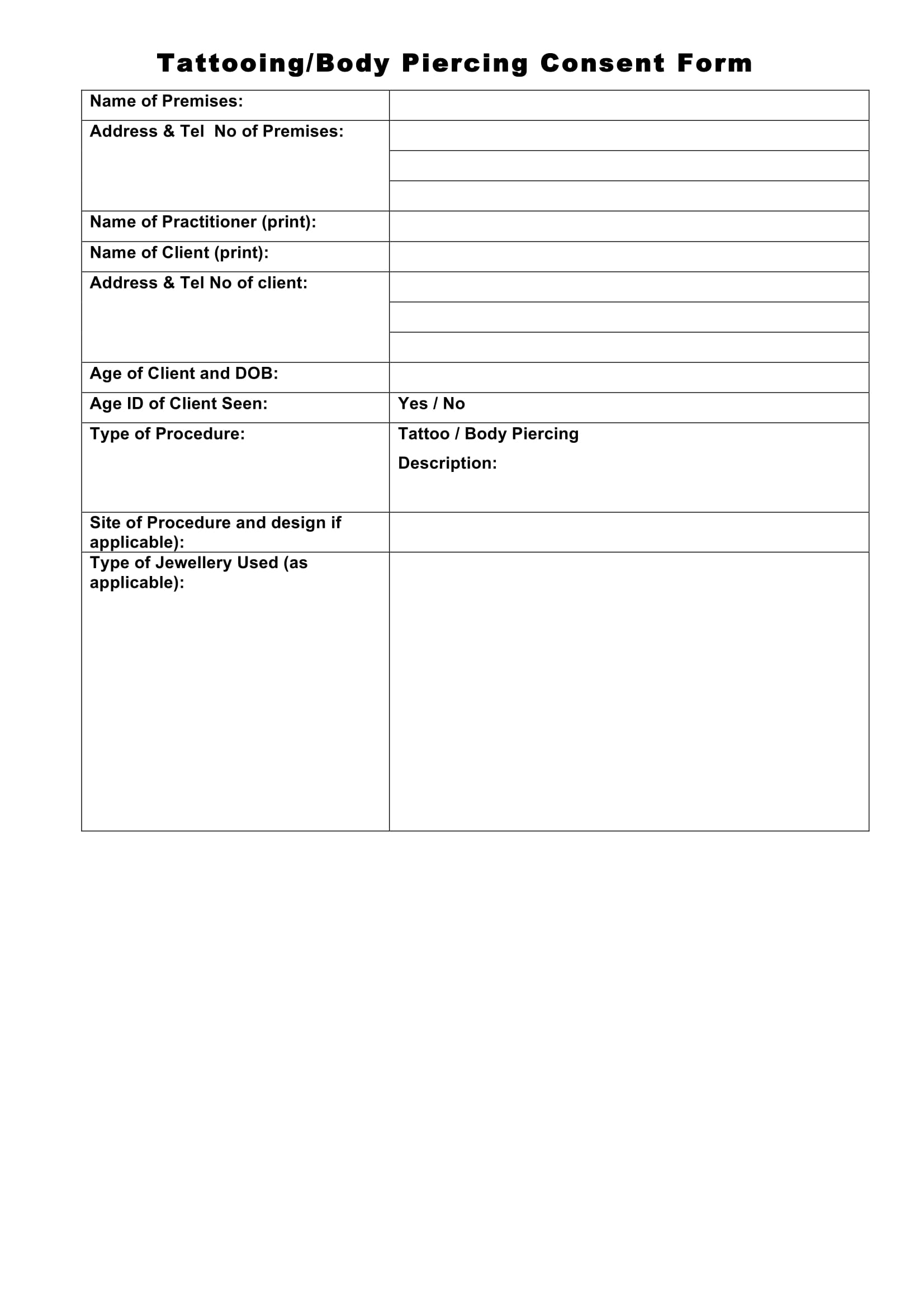 FREE 10+ Tattoo Consent Form Samples, PDF, MS Word, Google Docs