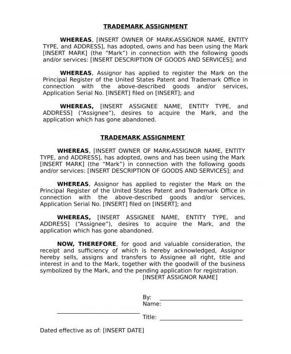 FREE 10+ Trademark Assignment Forms in PDF | MS Word