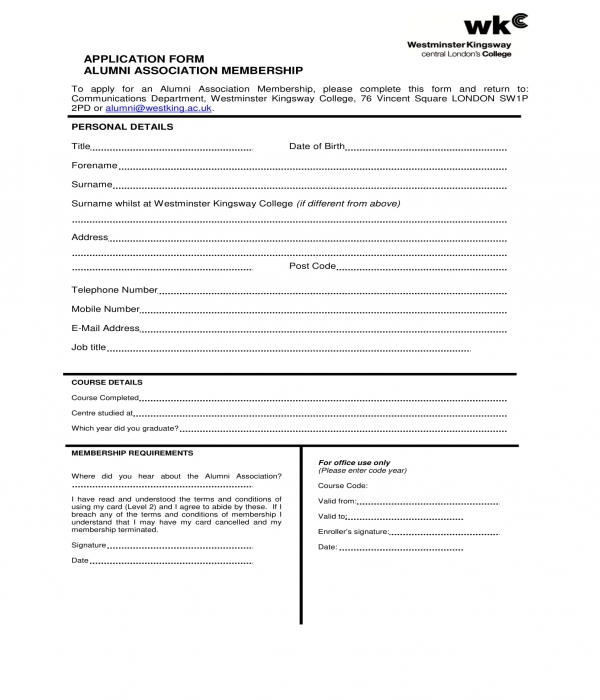 FREE 7+ Alumni Membership Forms in PDF | MS Word