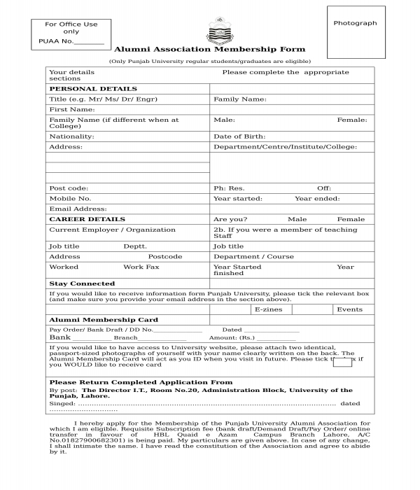 FREE 7+ Alumni Membership Forms in PDF | MS Word