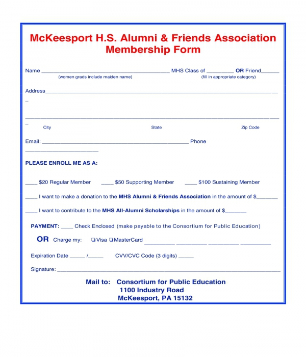 FREE 7+ Alumni Membership Forms in PDF | MS Word