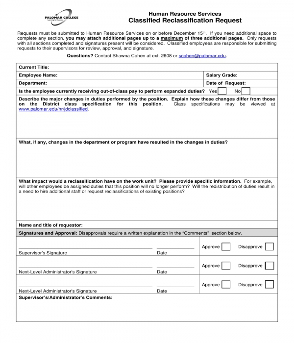 FREE 12+ Reclassification Request Form Samples, PDF, MS Word, Google ...