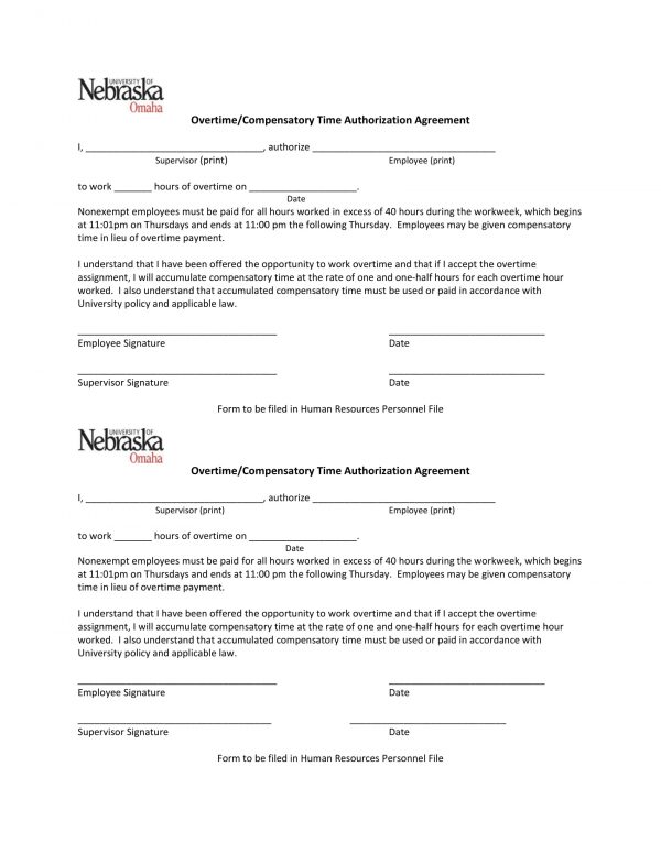FREE 10+ Compensatory Time Authorization Forms in PDF | MS Word