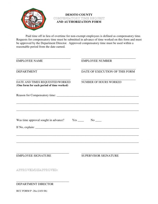 FREE 10+ Compensatory Time Authorization Forms in PDF | MS Word
