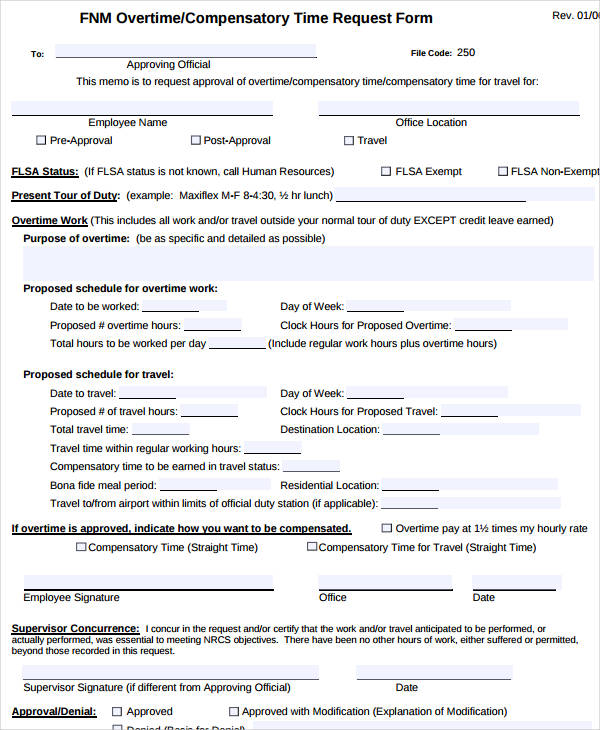 FREE 10+ Compensatory Time Authorization Forms in PDF | MS Word