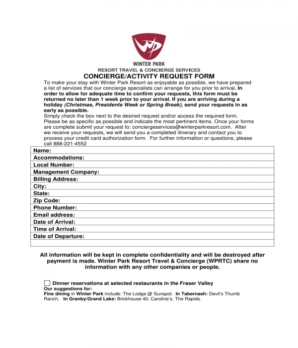 FREE 3+ Concierge Request Forms in PDF