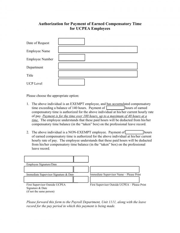 FREE 10+ Compensatory Time Authorization Forms in PDF | MS Word