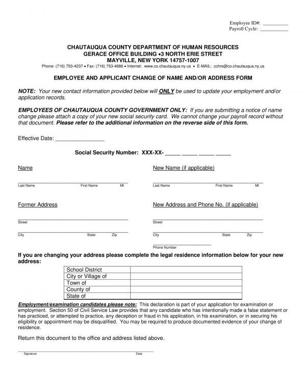 FREE 10+ Name Address Change Forms in PDF | MS Word