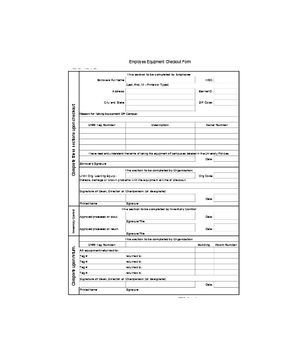 FREE 13+ Equipment Checkout Form Samples, PDF, MS Word, Google Docs, Excel
