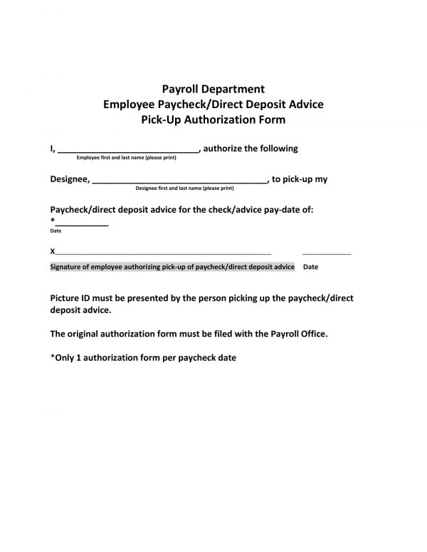 FREE 10+ Paycheck Pickup Authorization Forms in PDF