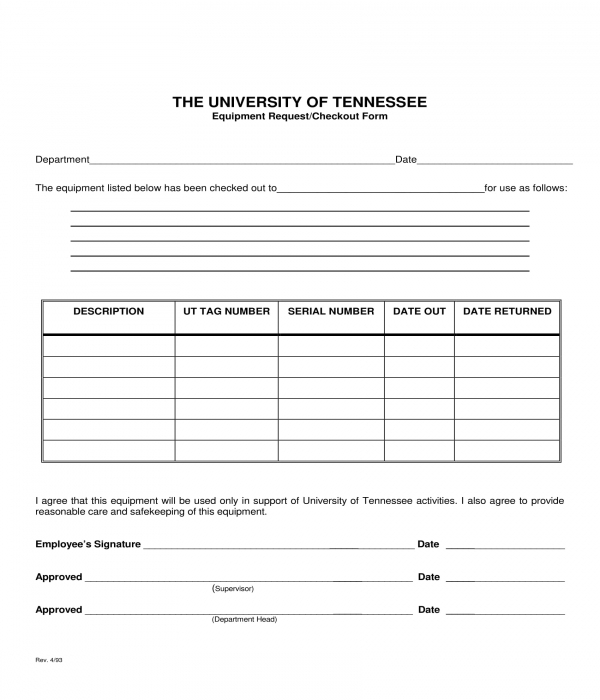 FREE 13+ Equipment Checkout Form Samples, PDF, MS Word, Google Docs, Excel