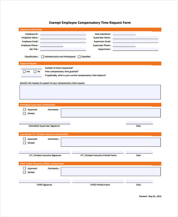 FREE 10+ Compensatory Time Authorization Forms in PDF | MS Word