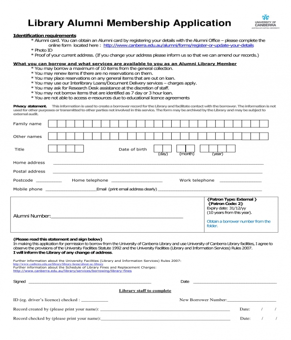 FREE 7+ Alumni Membership Forms in PDF | MS Word