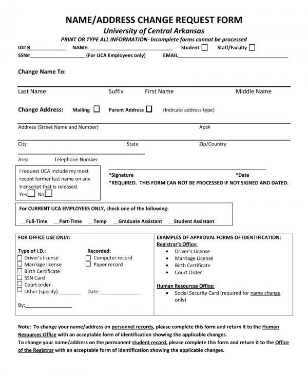 FREE 10+ Name Address Change Forms in PDF | MS Word