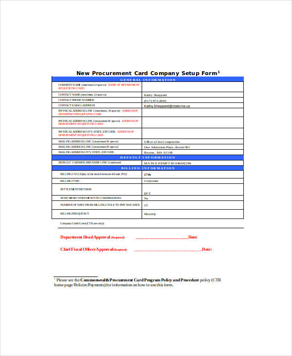 FREE 11+ Procurement Card Forms in PDF | MS Word | Excel