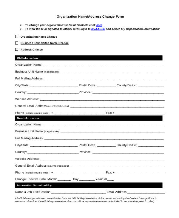 FREE 10+ Name Address Change Forms in PDF | MS Word