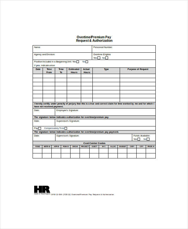 FREE 10+ Compensatory Time Authorization Forms in PDF | MS Word