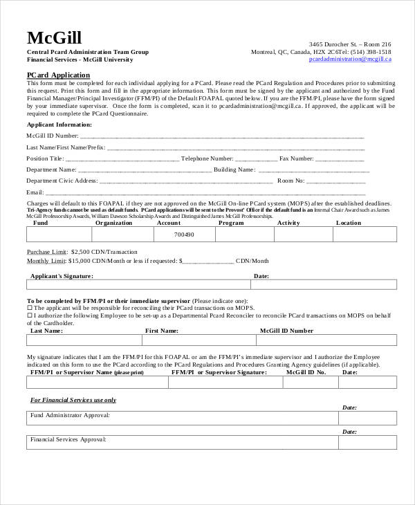 FREE 11+ Procurement Card Forms in PDF | MS Word | Excel