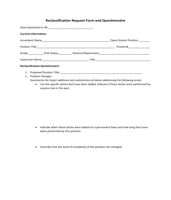 Reclassification Request and Position Information Questionnaire [ How ...