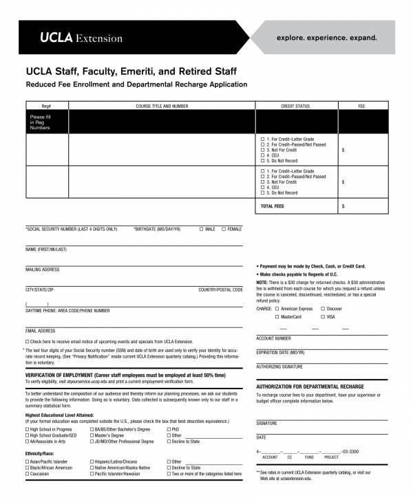 FREE 10+ Reduced Fee Enrollment Application Forms in PDF | MS Word