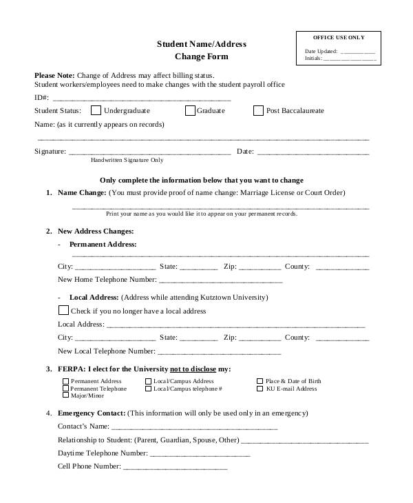 FREE 10+ Name Address Change Forms in PDF | MS Word