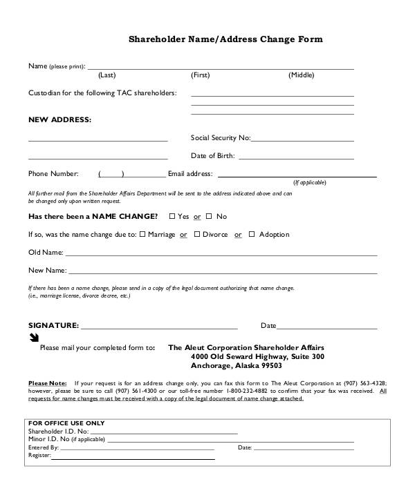 FREE 10+ Name Address Change Forms in PDF | MS Word