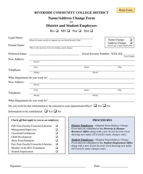 FREE 10+ Name Address Change Forms in PDF | MS Word