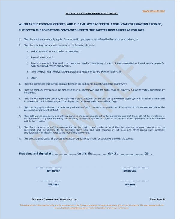 FREE 10+ Voluntary Separation Forms in PDF | MS Word | Excel