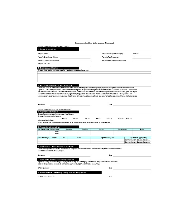 FREE 32+ Allowance Forms in PDF | MS Word | Excel