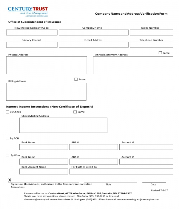 FREE 8 Bank Verification Forms In PDF