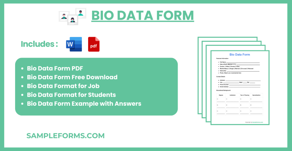 FREE 25+ Bio Data Form Samples, PDF, MS Word, Google Docs, Excel