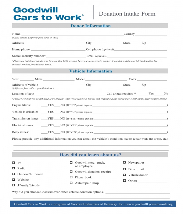 FREE 6+ Car Donation Forms in PDF | MS Word