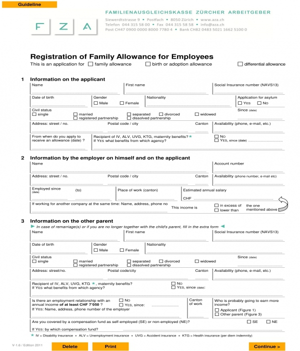 FREE 4+ Family Allowance Forms in PDF