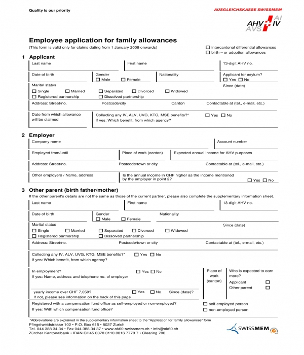 FREE 4+ Family Allowance Forms in PDF
