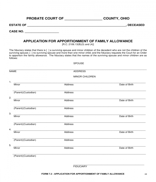 FREE 4+ Family Allowance Forms in PDF