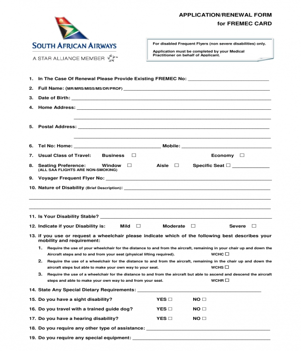 FREE 4+ Medical Card Application Forms in PDF