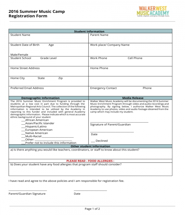 15+ Summer Camp Registration Form Samples, PDF, MS Word, Google Docs