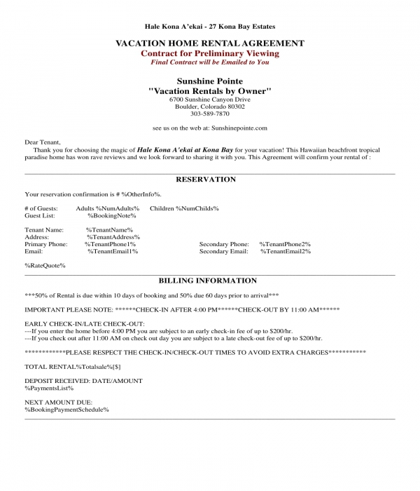 FREE 8+ Vacation Rental Agreement Forms in PDF | MS Word