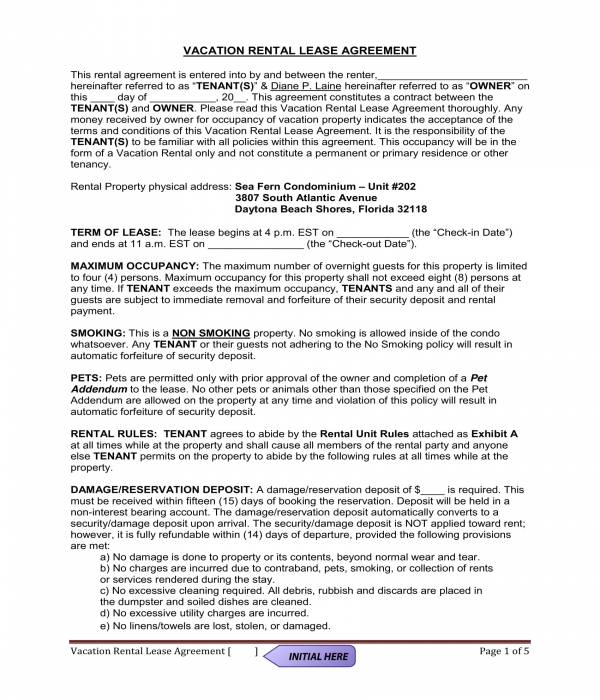 FREE 8+ Vacation Rental Agreement Forms in PDF | MS Word