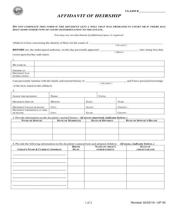 FREE 3+ Affidavit of Heirship Forms in PDF | MS Word
